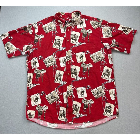 Bit & Bridle | Shirts | Vintage Bit Bridle Shirt Mens 2xlt Red White ...
